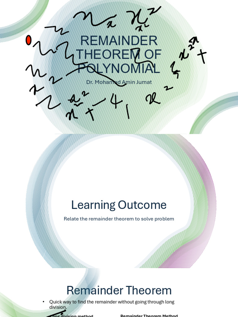 Remainder Theorem for Polynomials | PDF