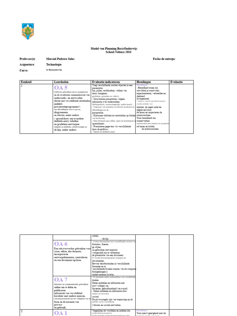 Planning 6th Technology | PDF