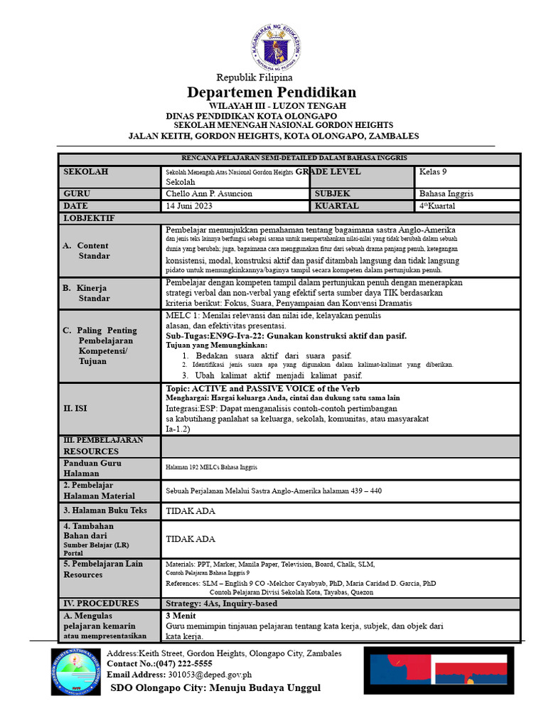 SEMI-DETAILED-DLP-G9-Suara Aktif Dan Pasif | PDF