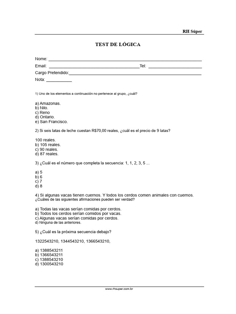 Prueba de Lógica 2 | PDF