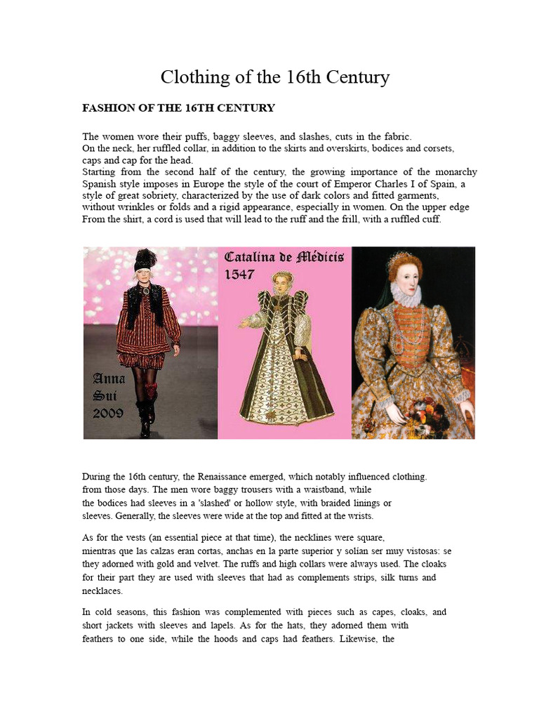 16th Century Fashion Trends Explained | PDF | Clothing | Human Appearance