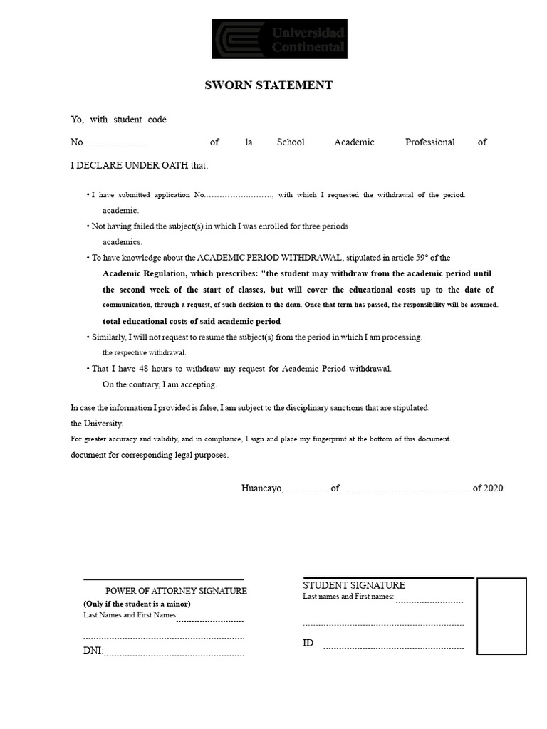 Academic Period Withdrawal Statement | PDF
