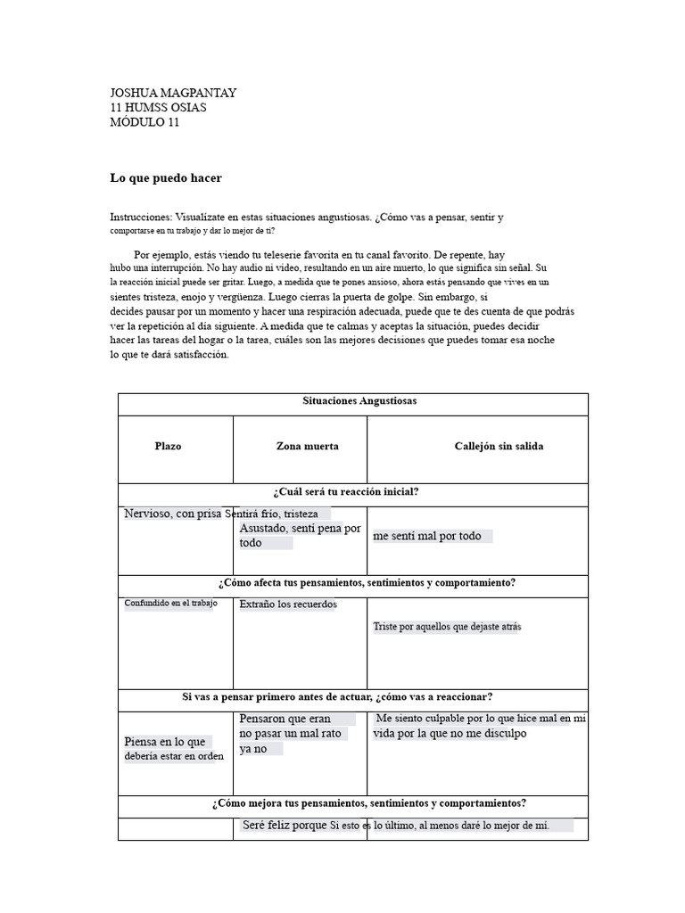 Joshua Magpantay 11 Humss Osias Módulo 11 | PDF | Pensamiento ...