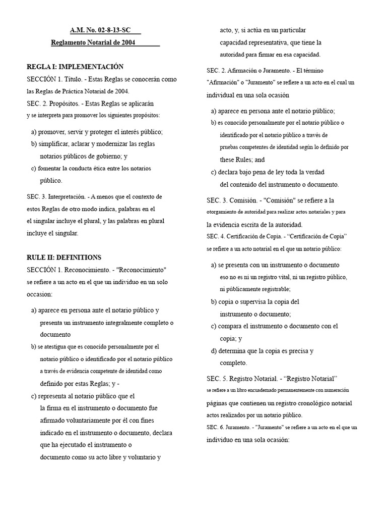 Reglamento de Práctica Notarial de 2004 | PDF | Testigo | Ley común