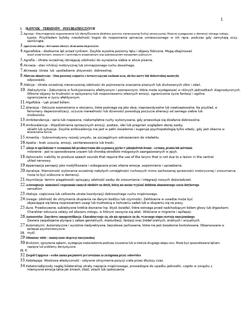 Słownik Terminów Psychiatrycznych | PDF