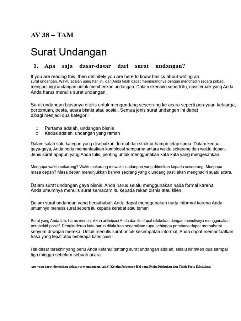 Surat Undangan | PDF