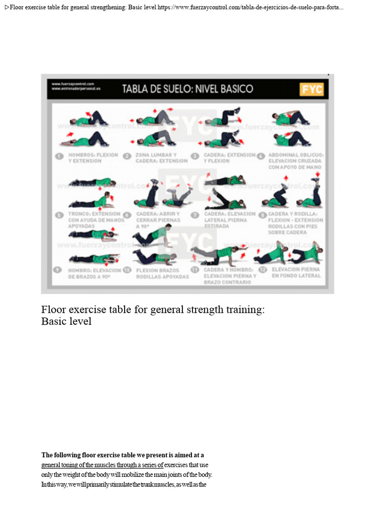 Basic Floor Exercises for Strengthening | PDF | Anatomical Terms Of ...