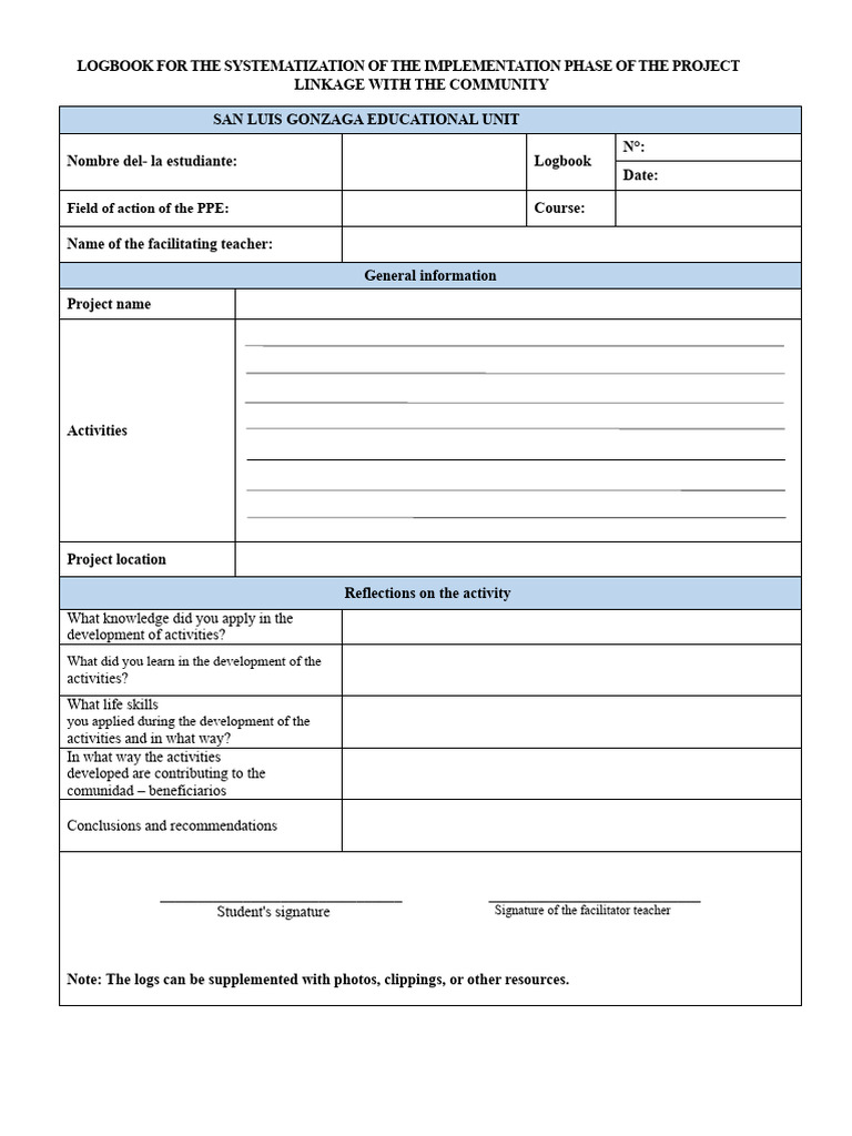 Logbook of The Student Participation Program | PDF
