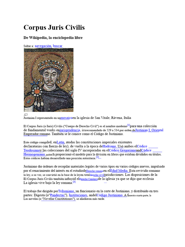 Corpus Juris Civilis | PDF | Justiniano I | Codificación (ley)
