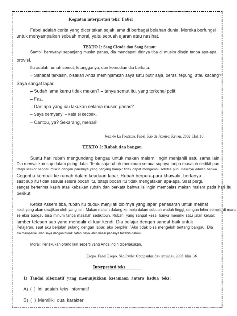 Interpretasi Teks Fabel | PDF