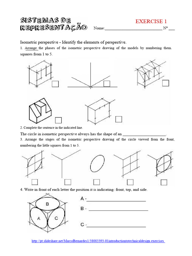 Isometric and Orthogonal Projection Exercises | PDF | Drawing ...