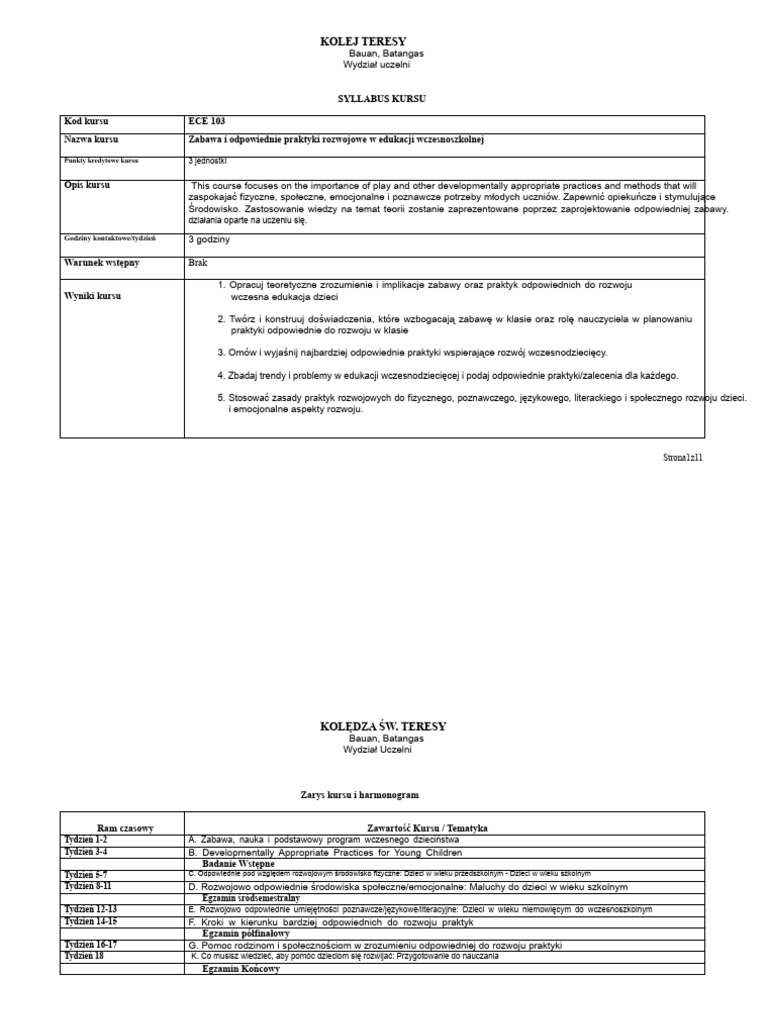 Program Nauczania | PDF