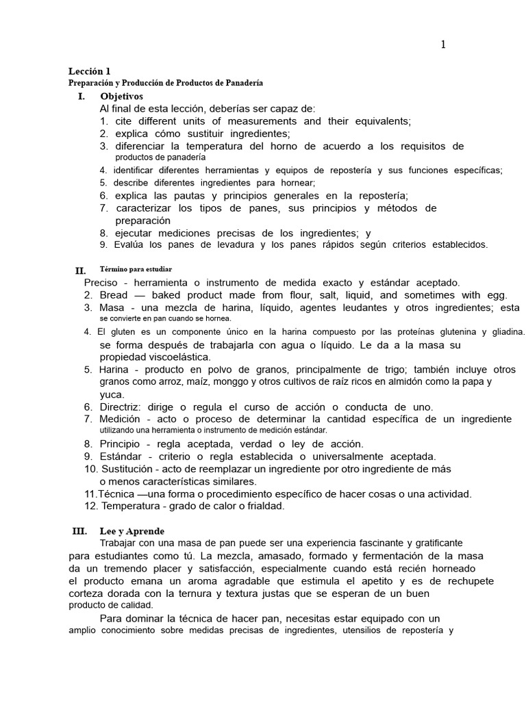 Módulo 1 Preparación y Producción de Productos de Panadería | PDF ...