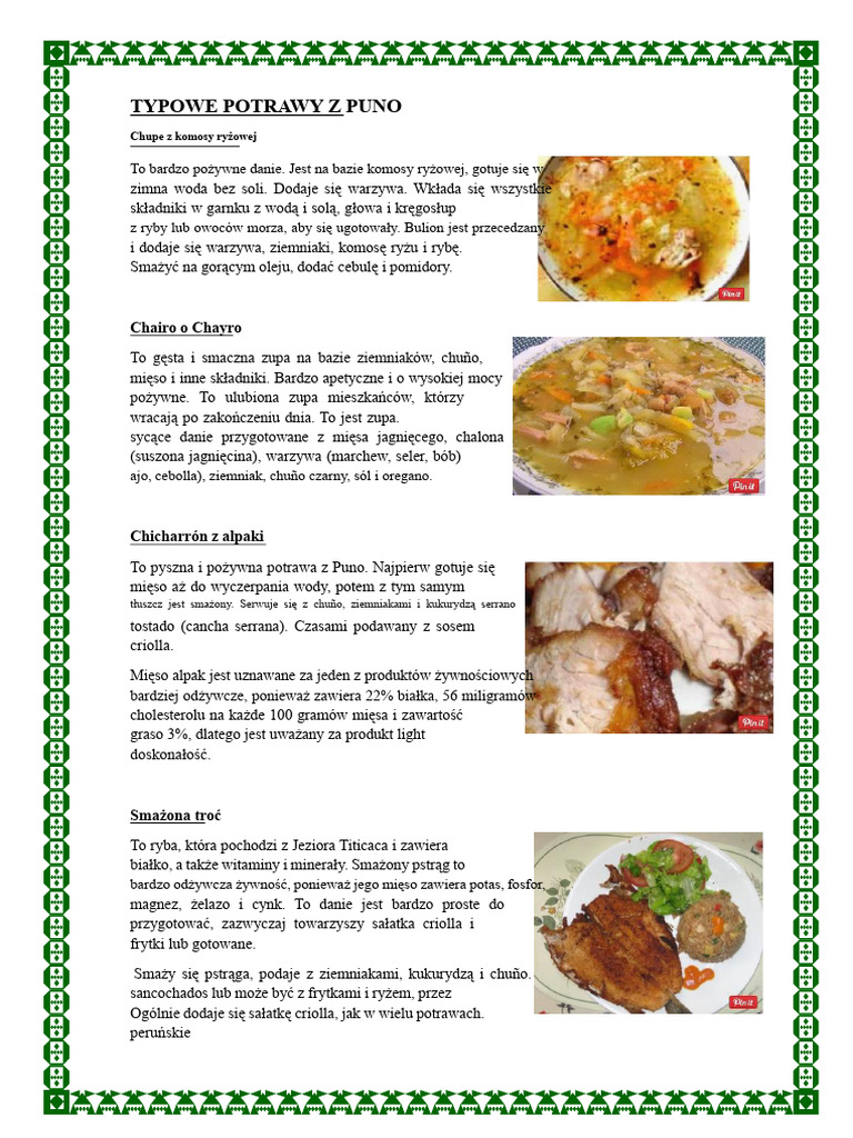 Typowe Potrawy Z Puno | PDF