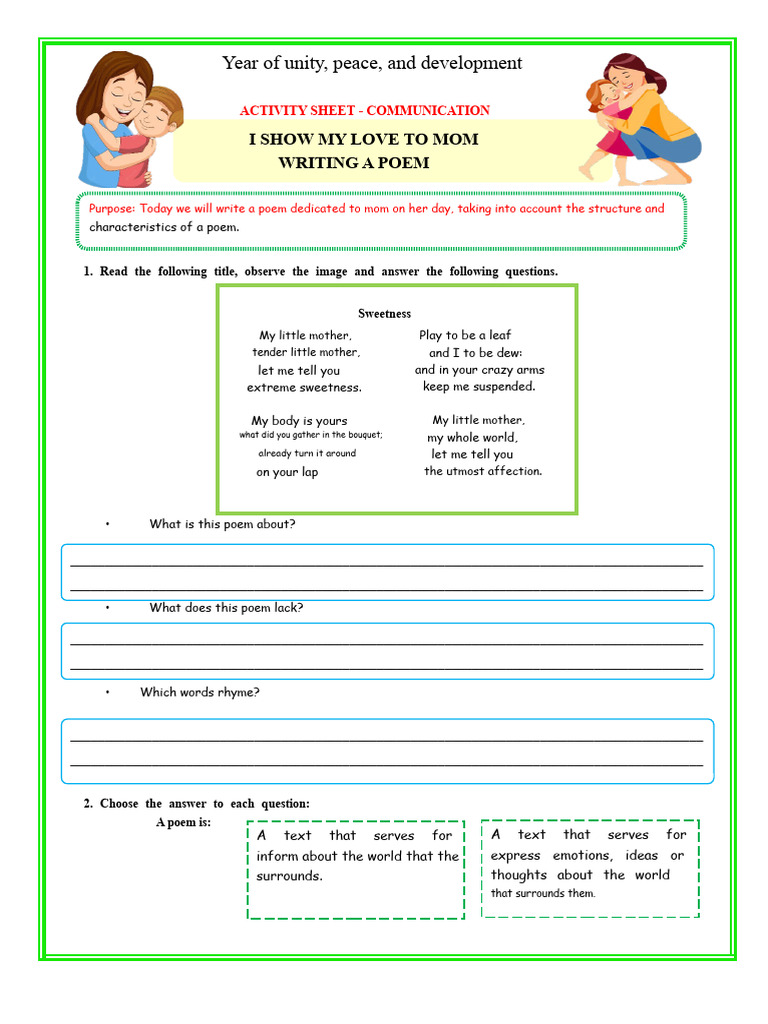 Card-Wednesday-common-I Show My Love To Mom by Writing A Poem | PDF ...