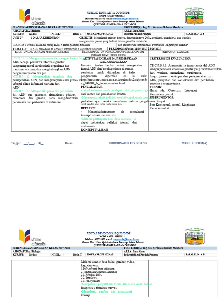 RENCANA PELAJARAN ERCA biologi kedua.docx | PDF