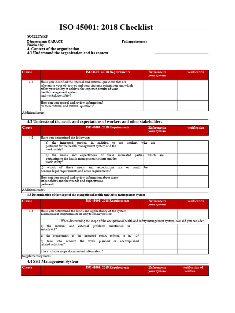 ISO 45001 Checklist-Convert | PDF | Occupational Safety And Health | Risk