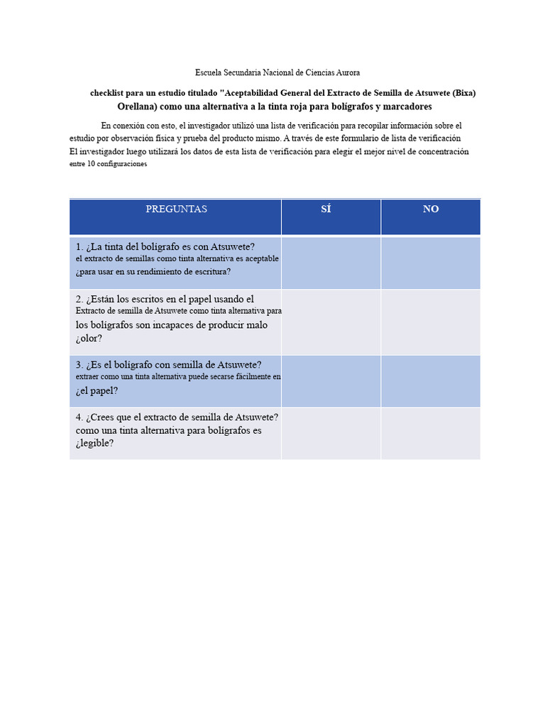 Aceptabilidad del Extracto de Atsuwete como Tinta | PDF | Bolígrafo | Tinta