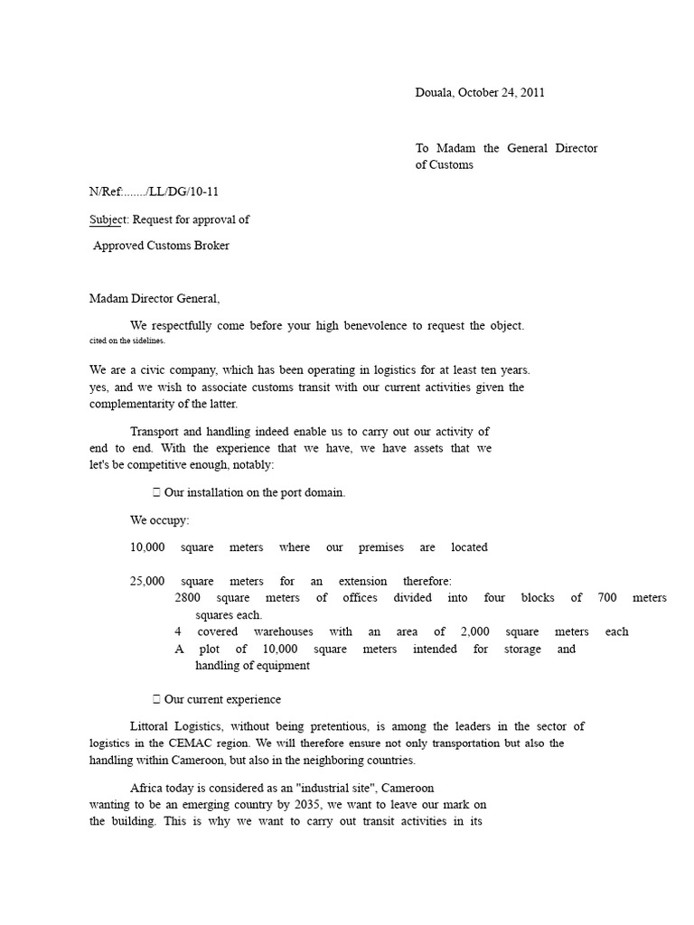 Request for Customs Broker Approval | PDF | Logistics