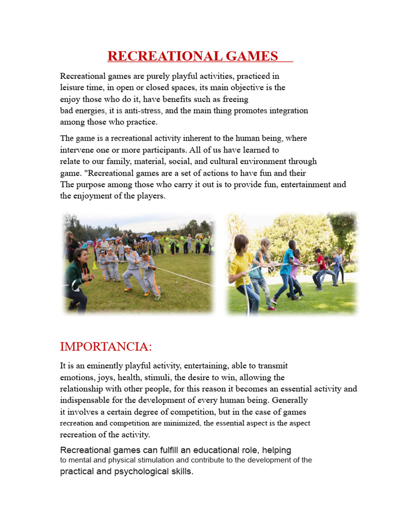 The Recreational Games | PDF | Recreation | Video Games