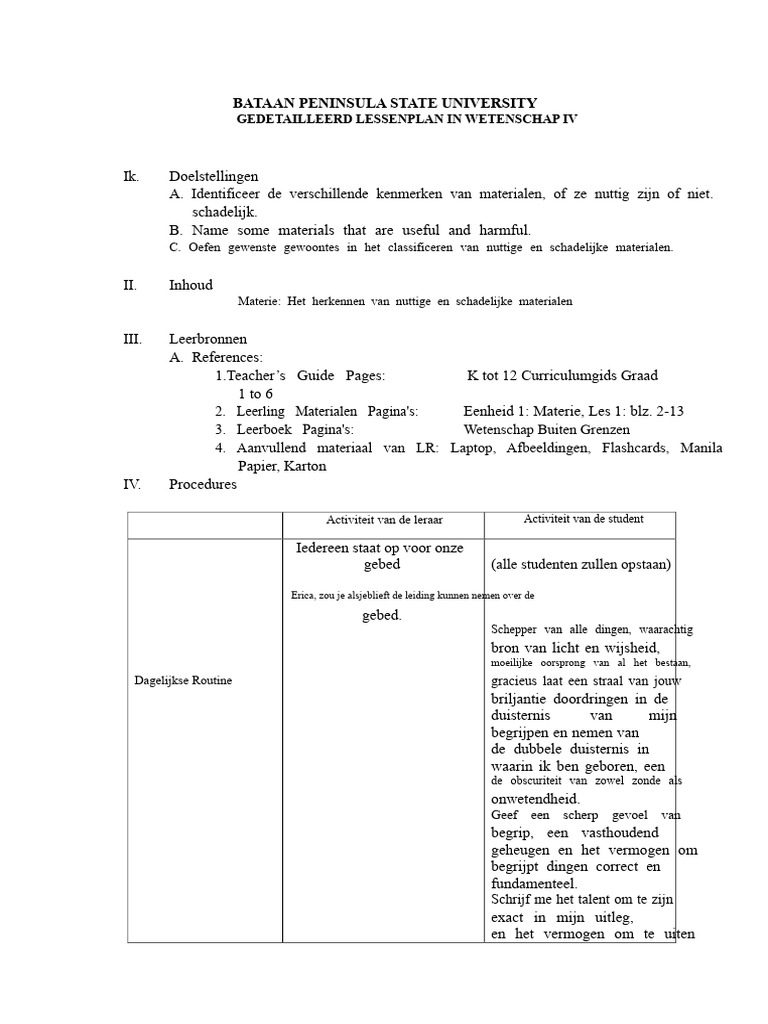 Perea, Darwin, A. Beed-4a - Uitgebreide Lessenplan in Wetenschap Iv | PDF