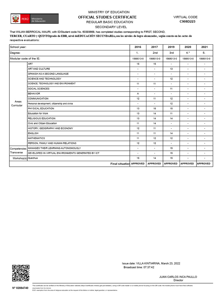 Certificate of Studies | PDF | Knowledge | Universe