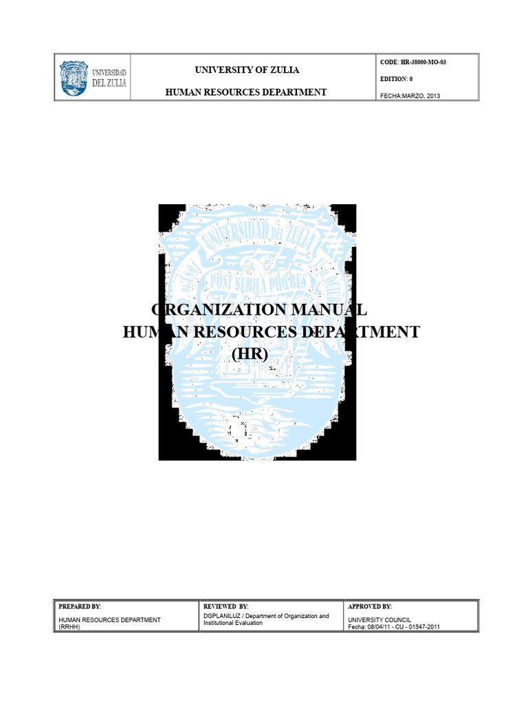 Human Resources Department Manual | PDF | Human Resource Management ...