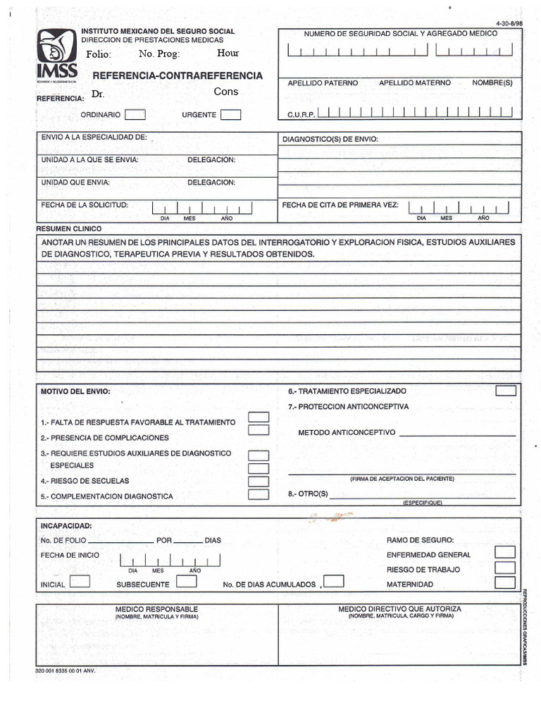 IMSS Reference and Counter-Reference Format | PDF