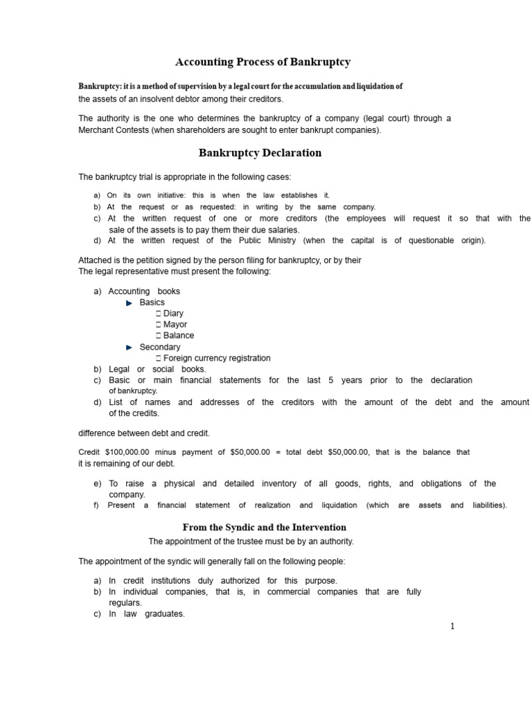 Accounting Process of Bankruptcy | PDF | Bankruptcy | Insolvency