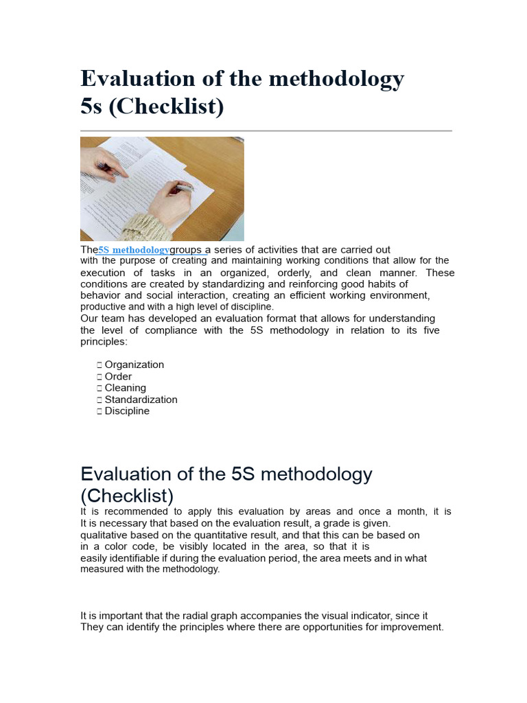 5S Methodology Evaluation Checklist | PDF | Methodology | Evaluation