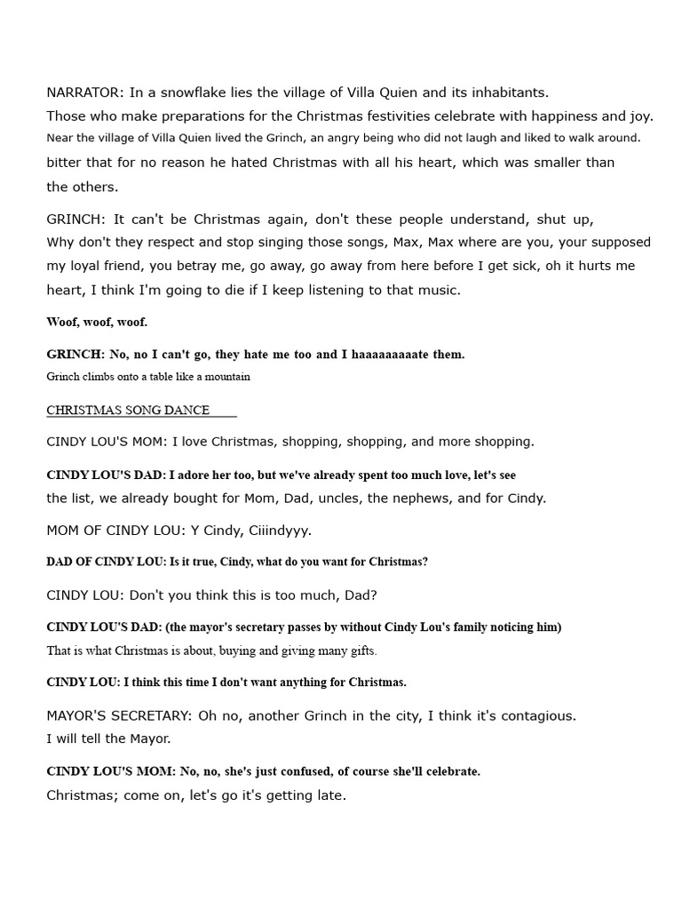 THE GRINCH WHO STOLE CHRISTMAS.docx | PDF