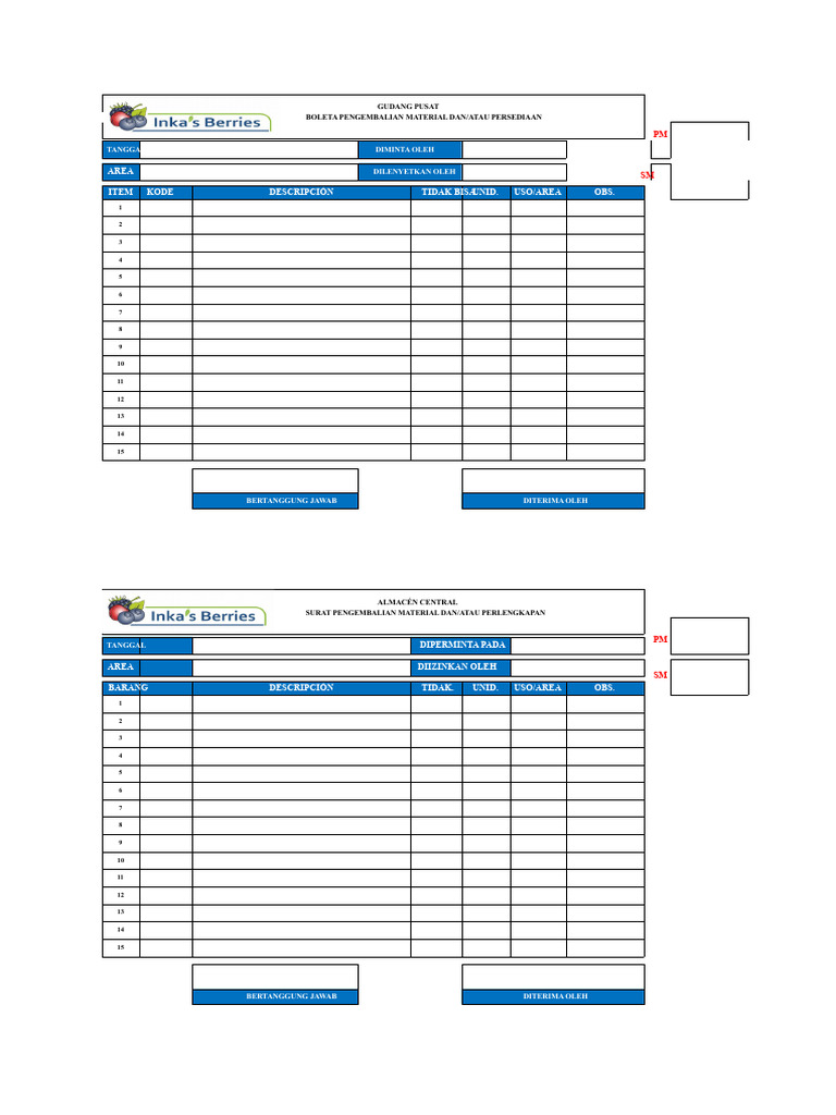 Format Formulir Pesanan Material | PDF
