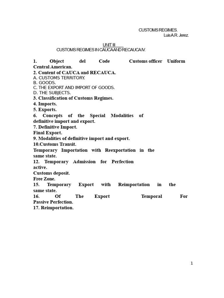 Overview of Central American Customs Regimes | PDF | Customs | Taxes