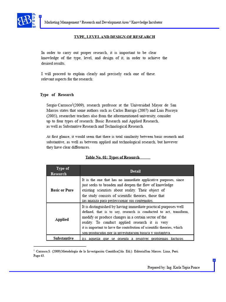 Type, Level, and Design of the Research | PDF | Experiment | Methodology