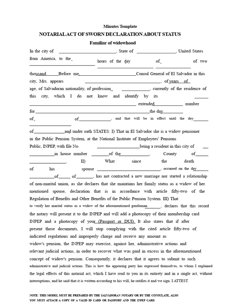 Notarial Act of Family Status | PDF | Widow | Identity Document