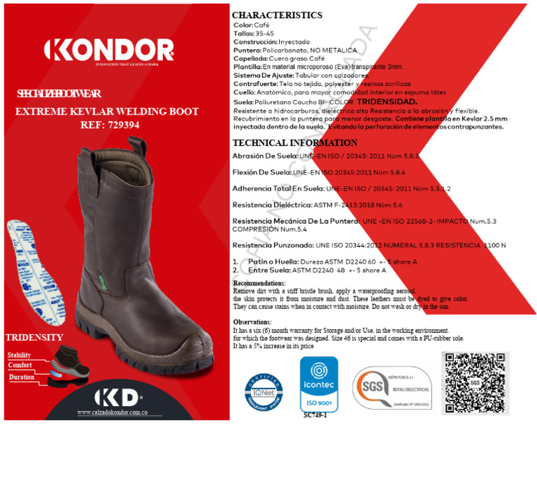 Welding Boot Card Extreme Kevlar 729394 | PDF