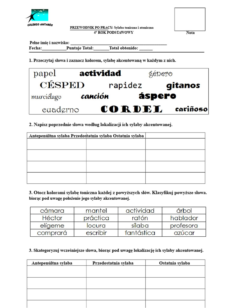 PRZEWODNIK Syllaba Akcentowana I Nieakcentowana 4. Rok | PDF