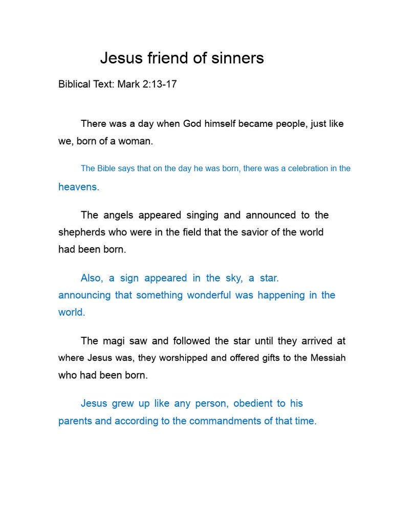 Jesus Friend of Sinners | PDF | Jesus | Disciple (Christianity)