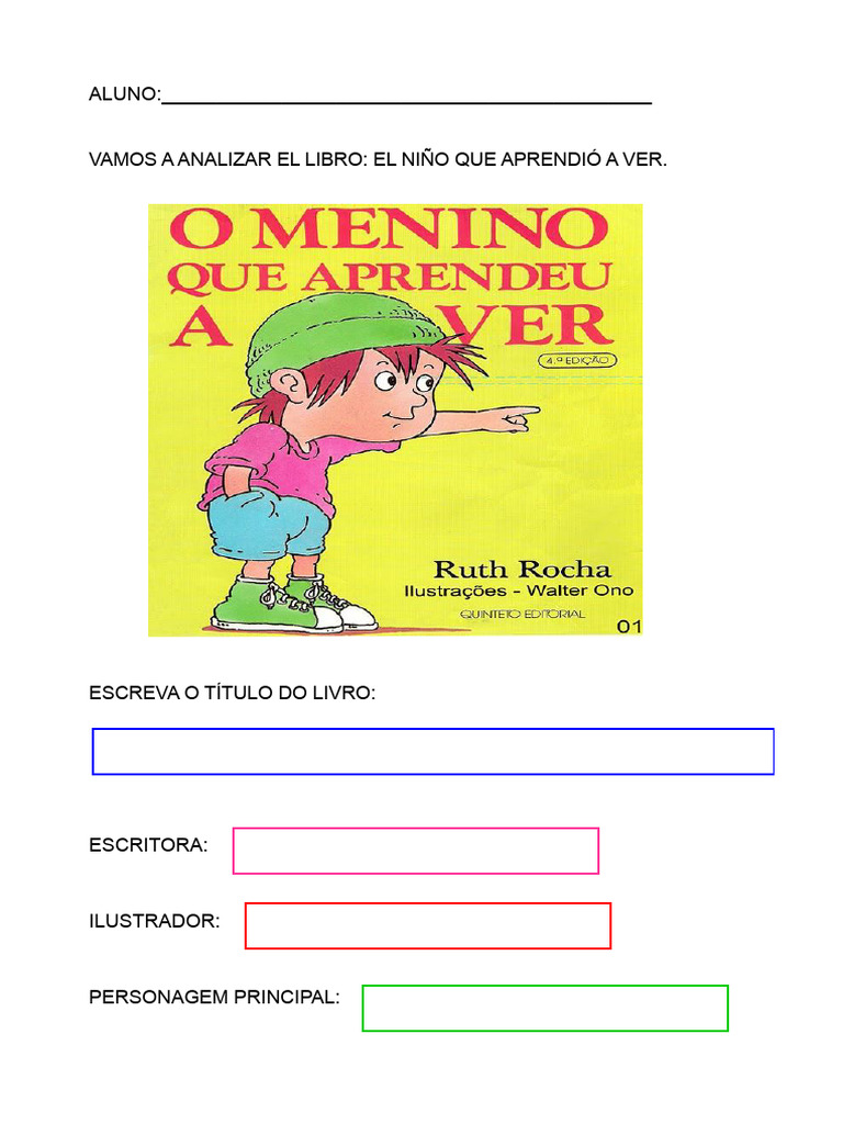 Actividades Relacionadas Con El Libro El Niño Que Aprendió A Ver | PDF