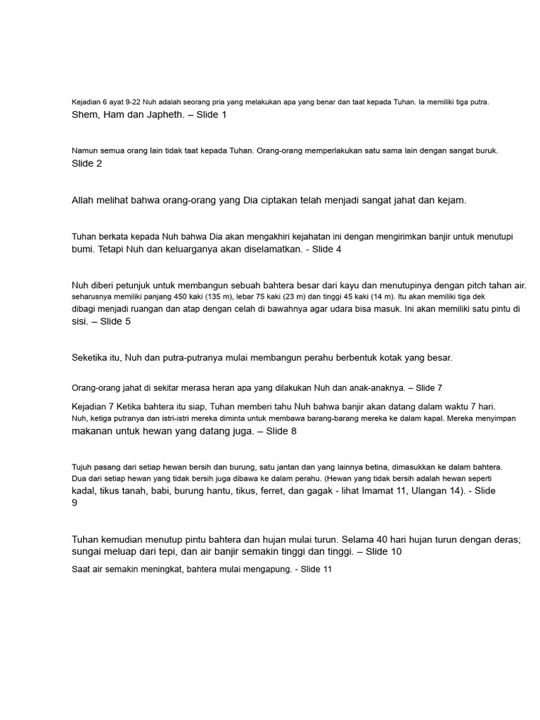 Kisah Nuh dan Bahtera: Janji Tuhan | PDF