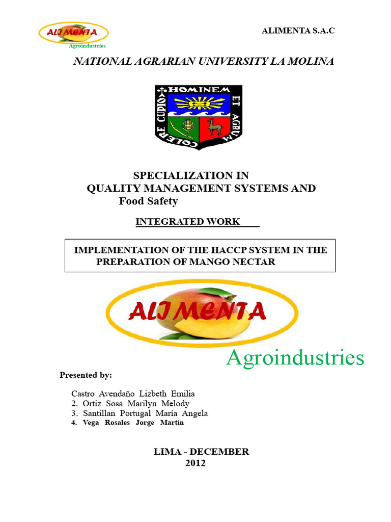 HACCP Implementation for Mango Nectar | PDF | Juice | Diet & Nutrition