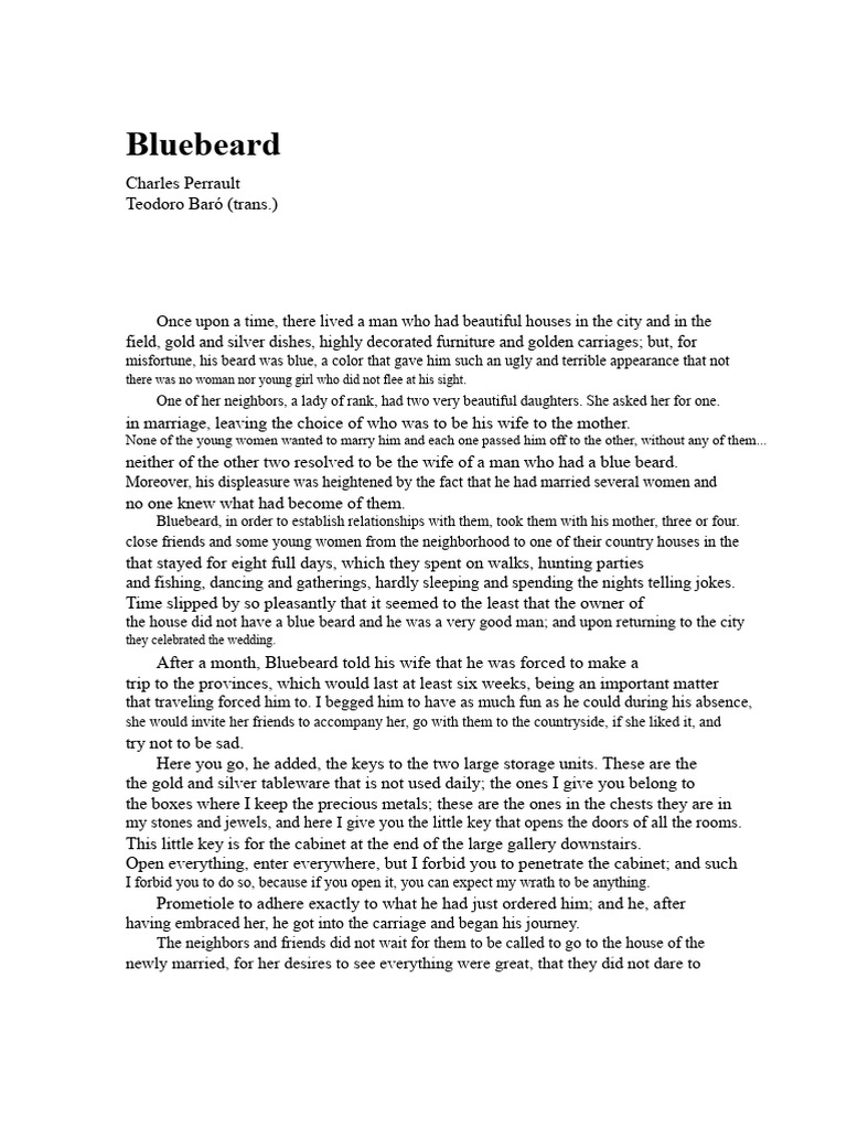 Bluebeard: A Tale of Curiosity and Consequence | PDF