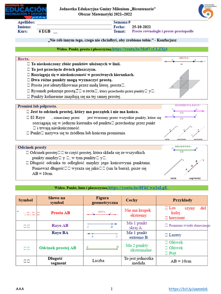 6 EGB Q1S9 Matematyka - Proste Równoległe I Proste Prostopadłe | PDF