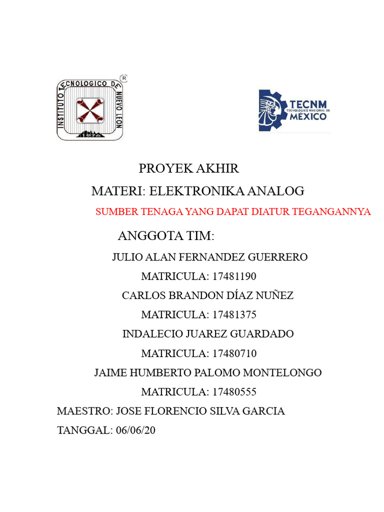 Proyek Akhir Elektronika Analog | PDF