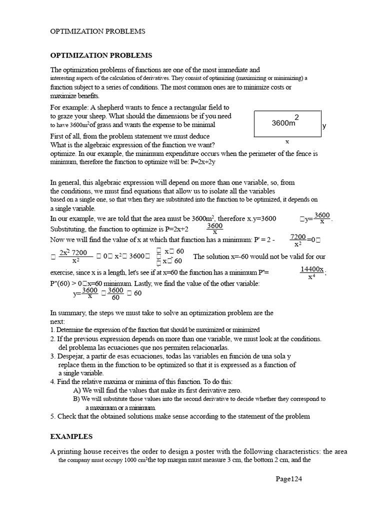 6. Optimization Problems Examples, Exercises, and Solutions 18-19 | PDF ...