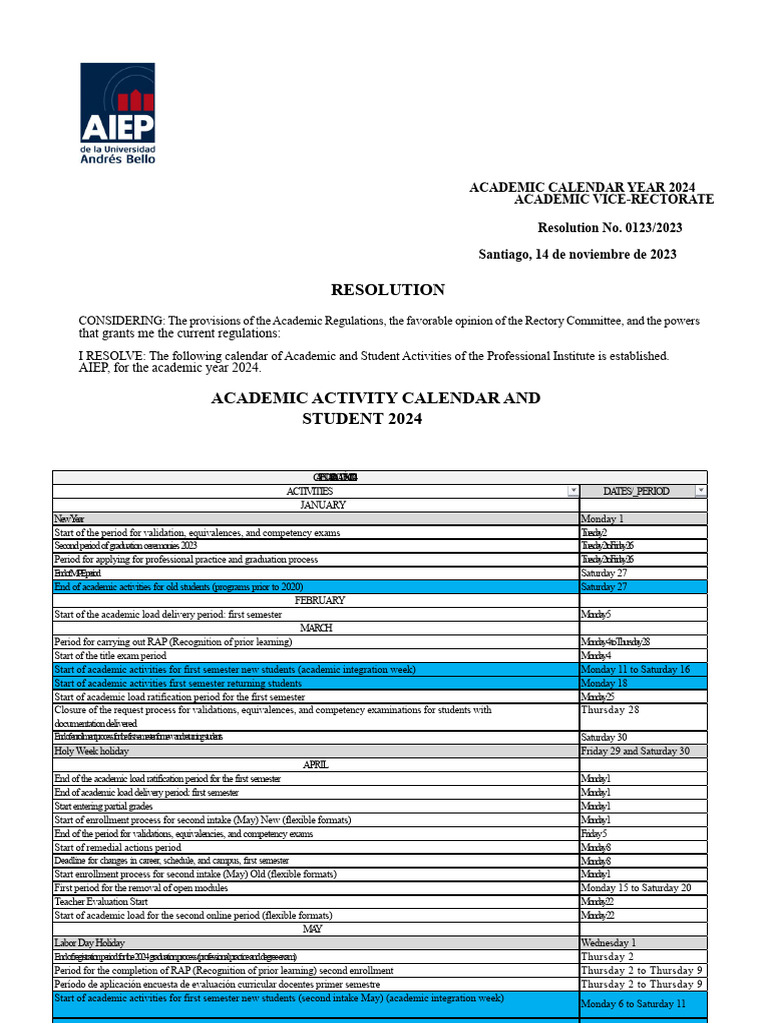 Academic Calendar 2024 5bc59da02d | PDF | Academic Term | Higher Education