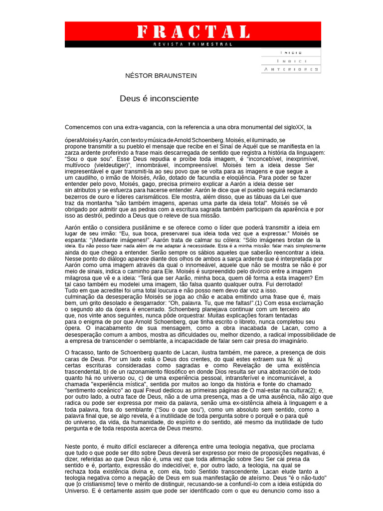 Deus É Inconsciente-Braunstein | PDF | Jacques Lacan | Deus