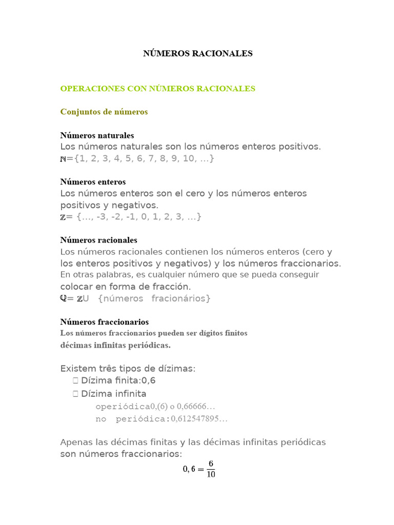 Operaciones con Números Racionales | PDF | Número racional | Números