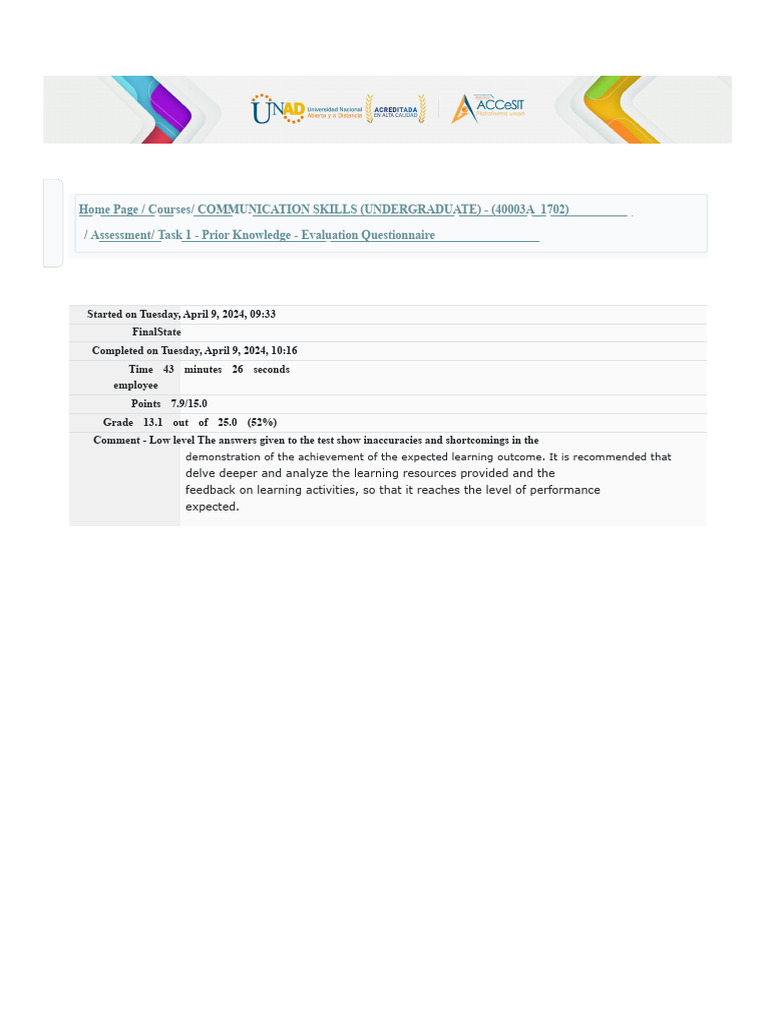 Task 1 - Prior Knowledge - Evaluation Questionnaire_ Review of the ...