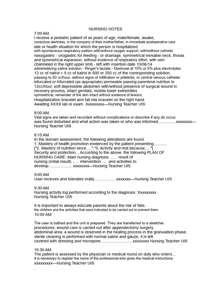 Nursing Notes | PDF | Wound | Nursing